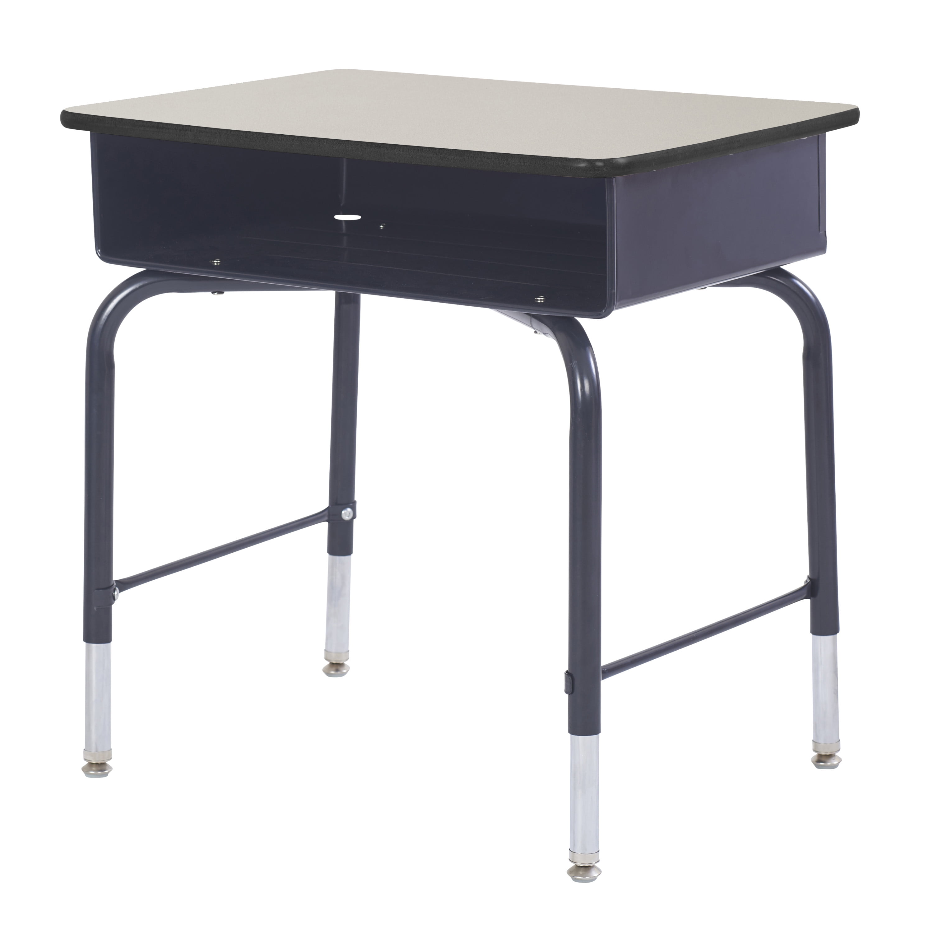 Open Front Desk with Metal Book Box Ready-to-Assemble - Grey/Black ...