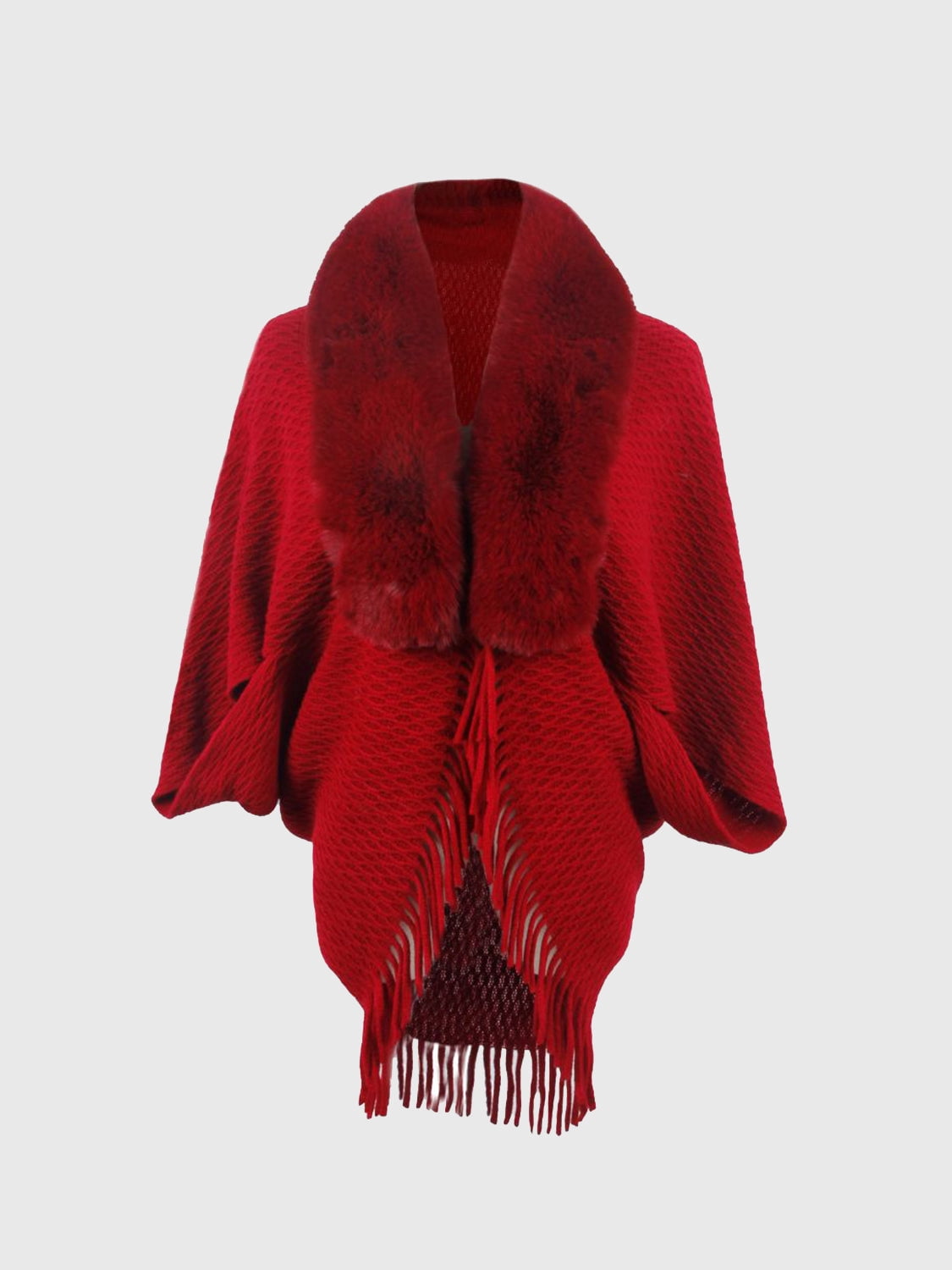 Open Front Fringe Hem Poncho - Walmart.com