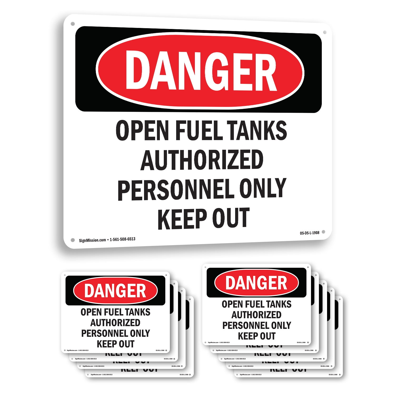 Open Fuel Tanks Authorized Personnel OSHA Danger Rigid Plastic Sign 18 ...