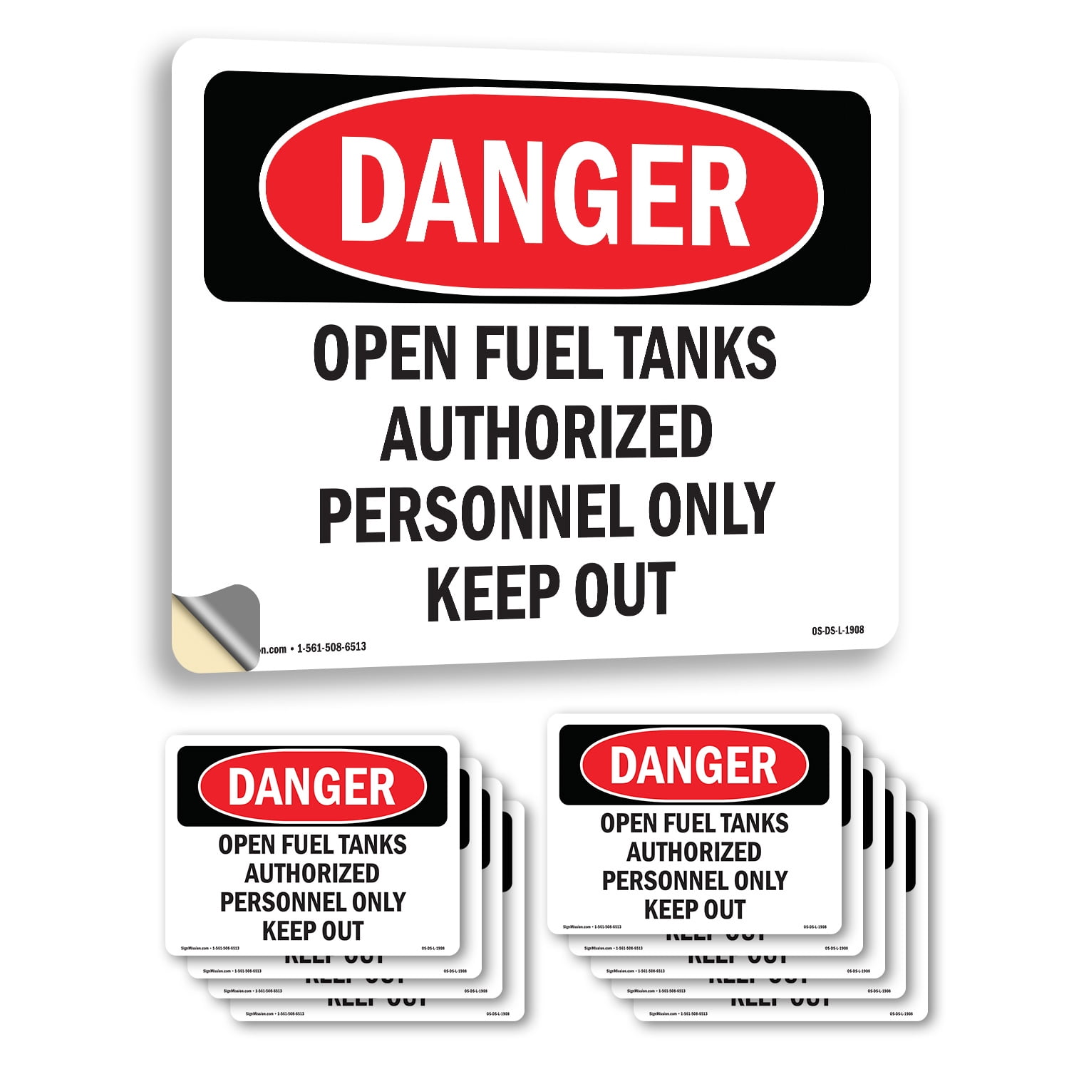 Open Fuel Tanks Authorized Personnel OSHA Danger Vinyl Decal Label 18 ...