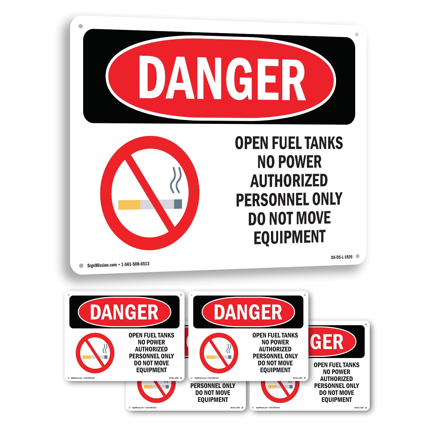 Open Fuel Tanks No Power OSHA Danger Rigid Plastic Sign 10 Inch x 7 ...