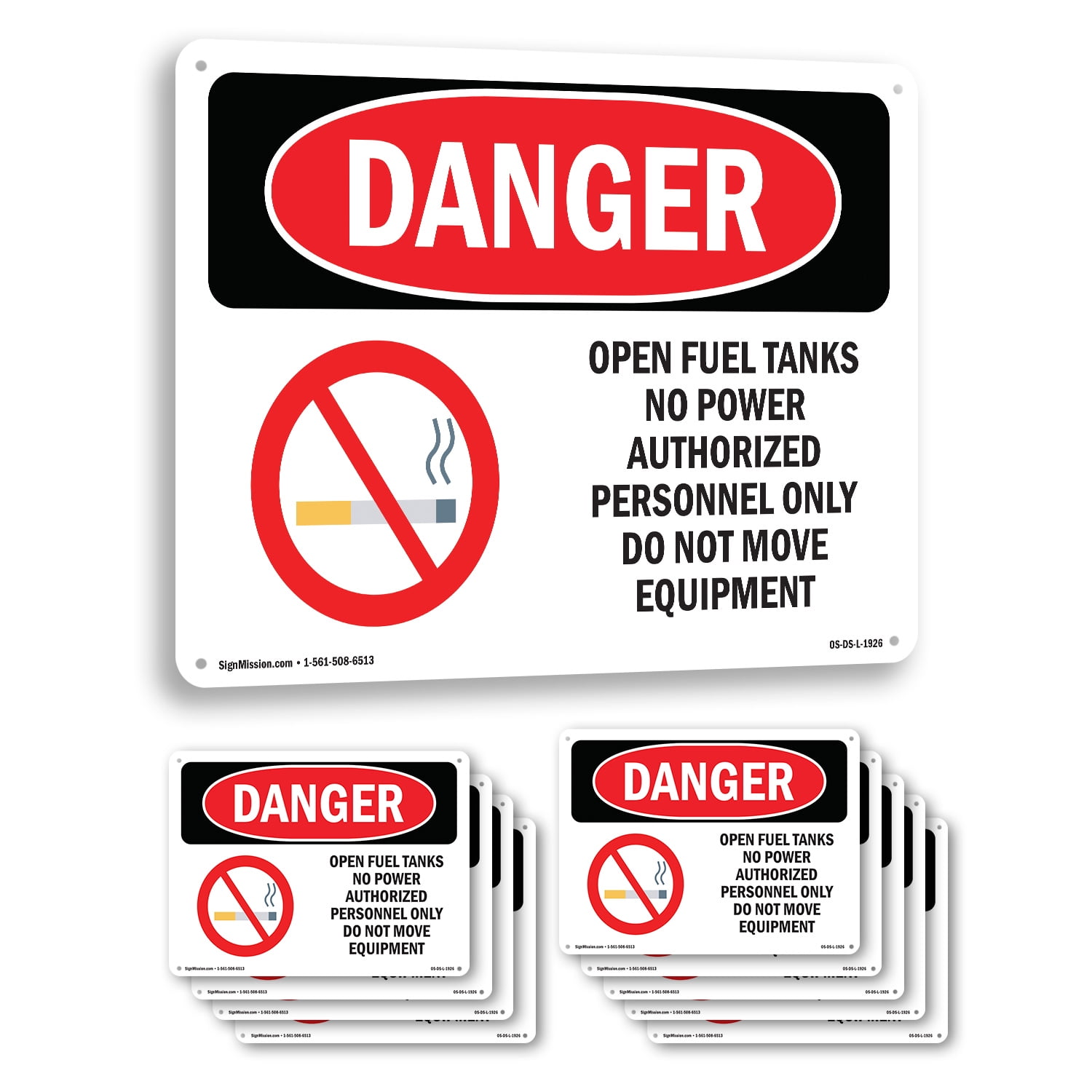 Open Fuel Tanks No Power OSHA Danger Rigid Plastic Sign 18 Inch x 12 ...