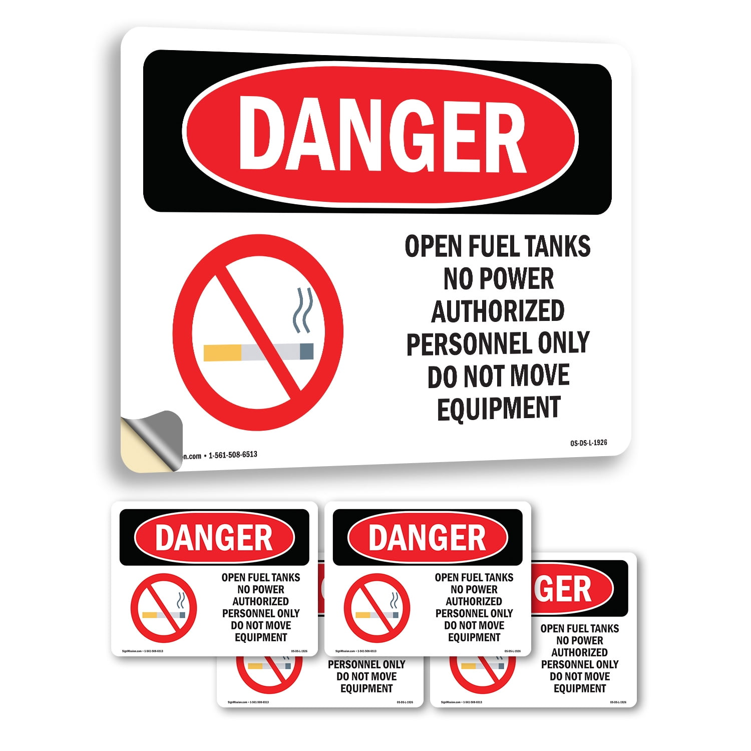 Open Fuel Tanks No Power OSHA Danger Vinyl Decal Label 18 Inch x 12 ...