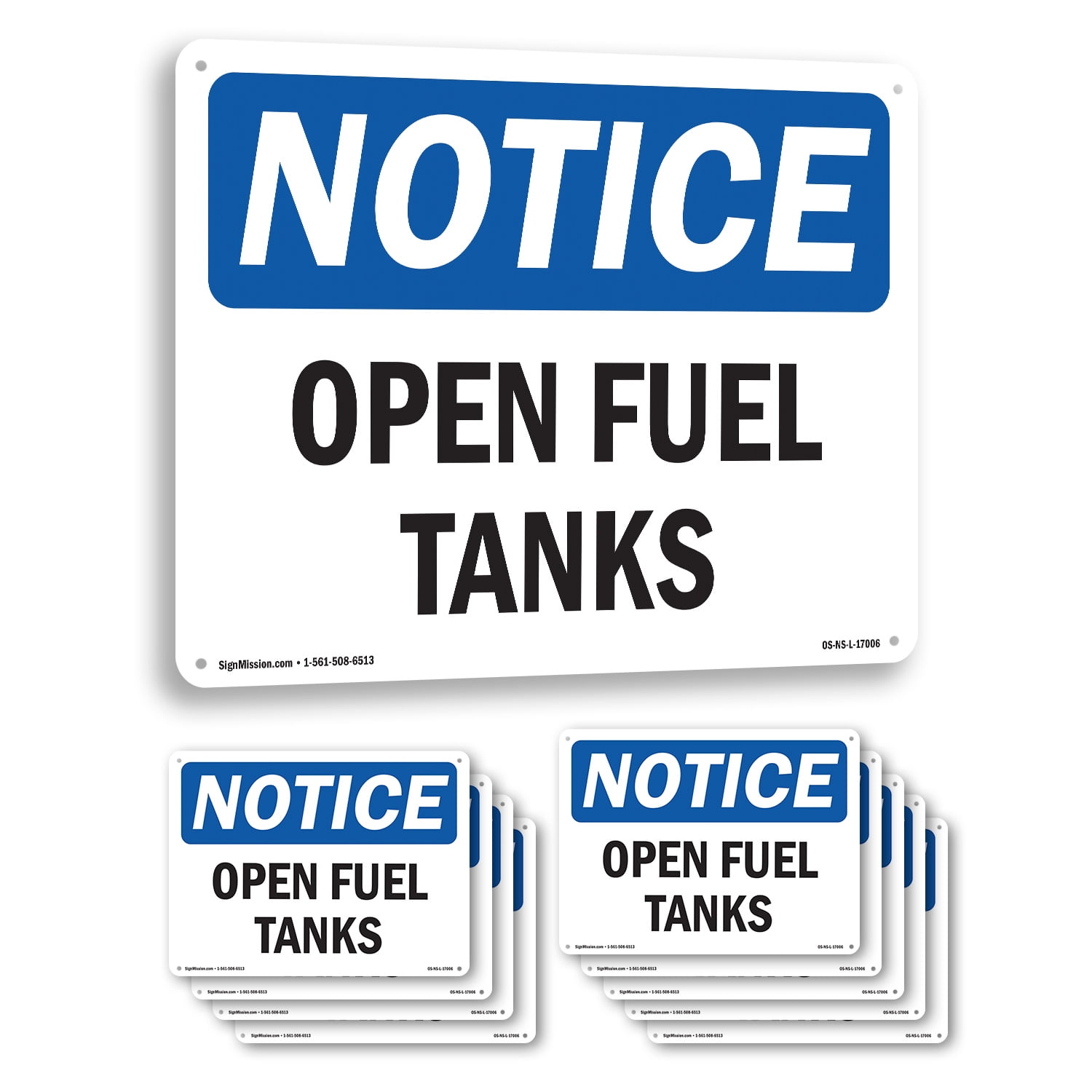 Open Fuel Tanks OSHA Notice Aluminum Sign 18 Inch x 12 Inch - 10 Pack ...