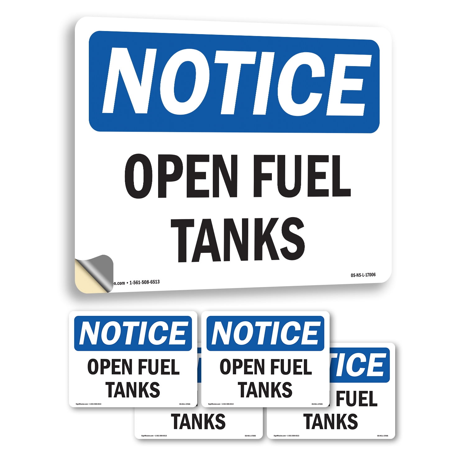 Open Fuel Tanks OSHA Notice Vinyl Decal Label 10 Inch x 7 Inch - 5 Pack ...