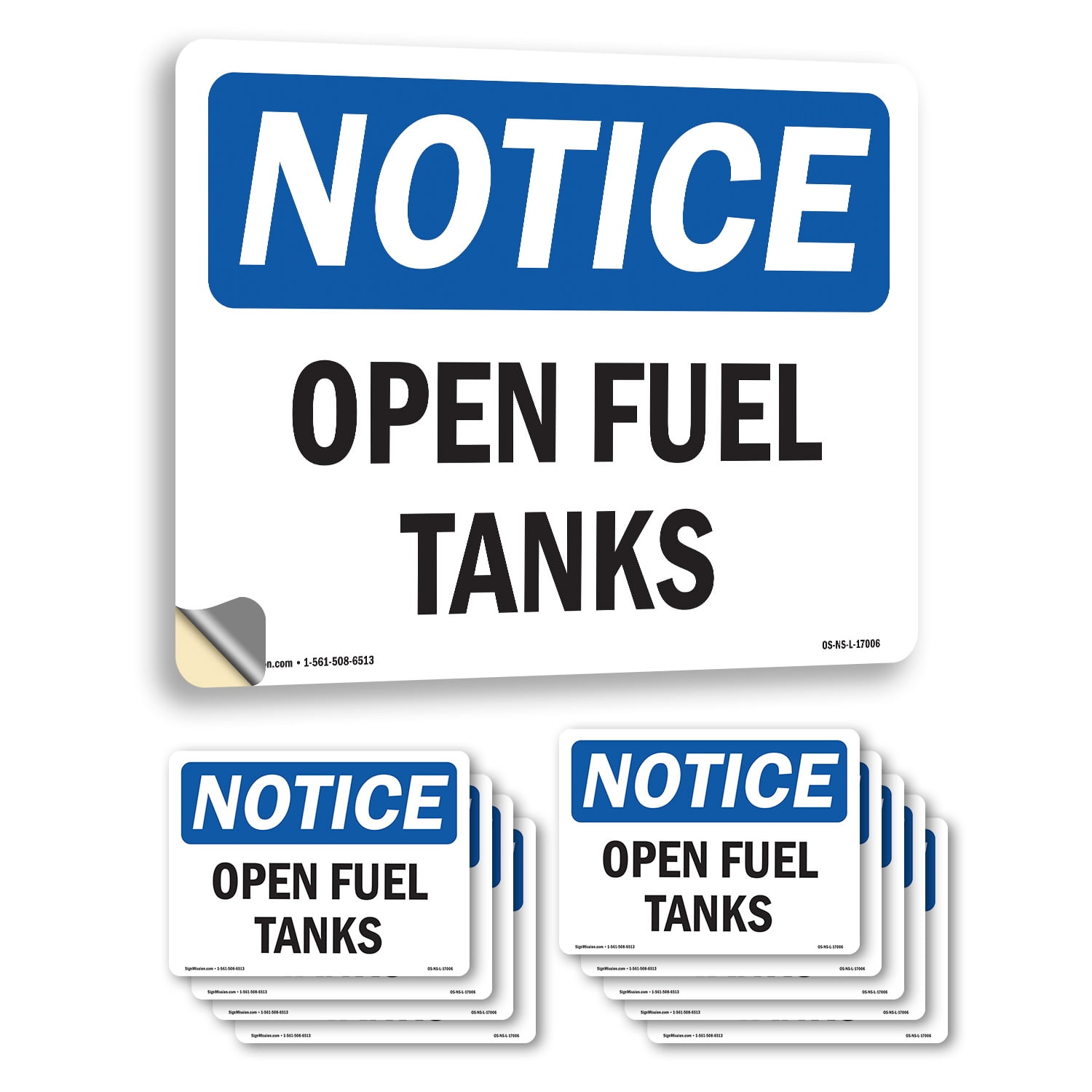 Open Fuel Tanks OSHA Notice Vinyl Decal Label 24 Inch x 18 Inch - 10 ...