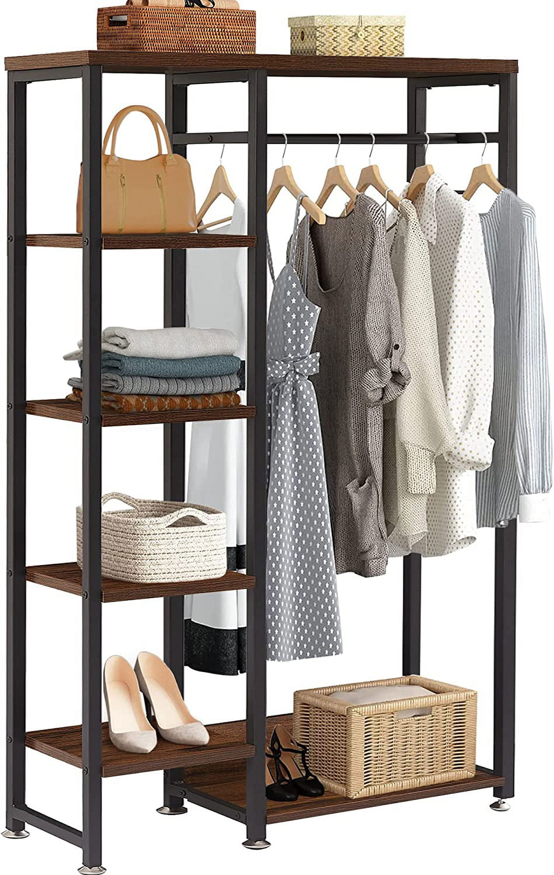 Open Garment Clothing Rack, Free-Standing Heavy Duty Storage Closet ...