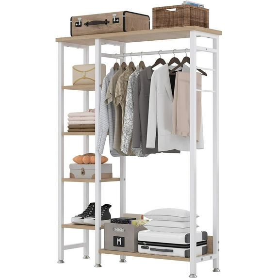 Open Garment Clothing Rack, -Standing Storage Closet with 5 Shelves and ...
