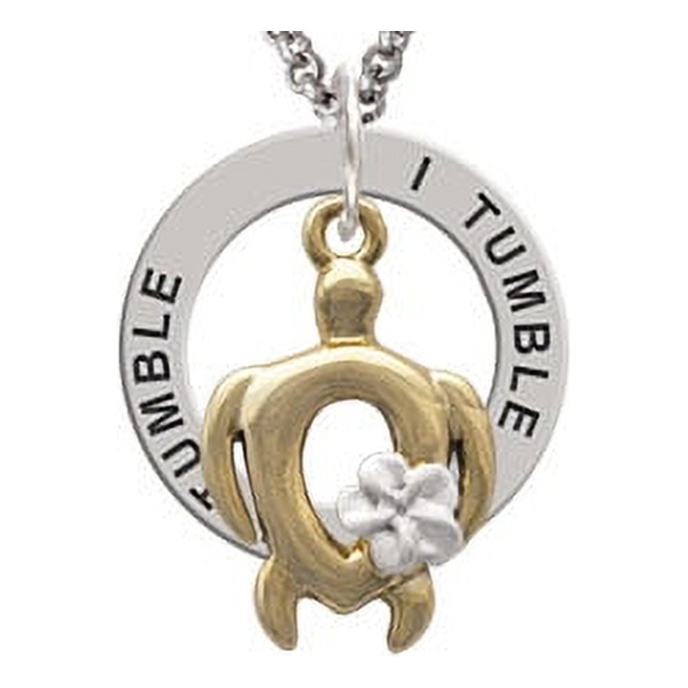 Open Gold Tone Sea Turtle with White Plumeria I Tumble Affirmation Ring ...