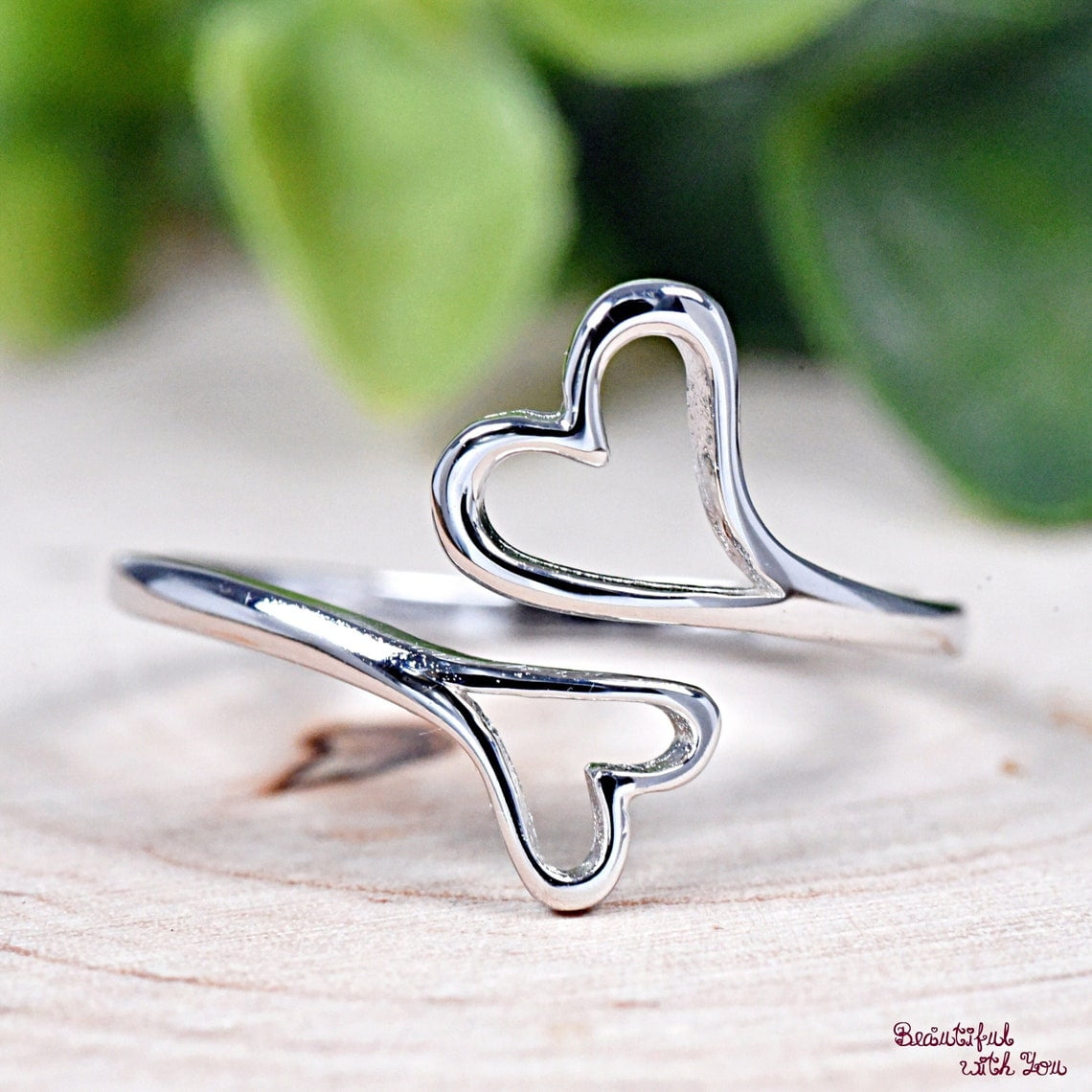 Open Heart End Adjustable Midi Thumb Ring, Heart Thumb Ring, Solid 925 ...