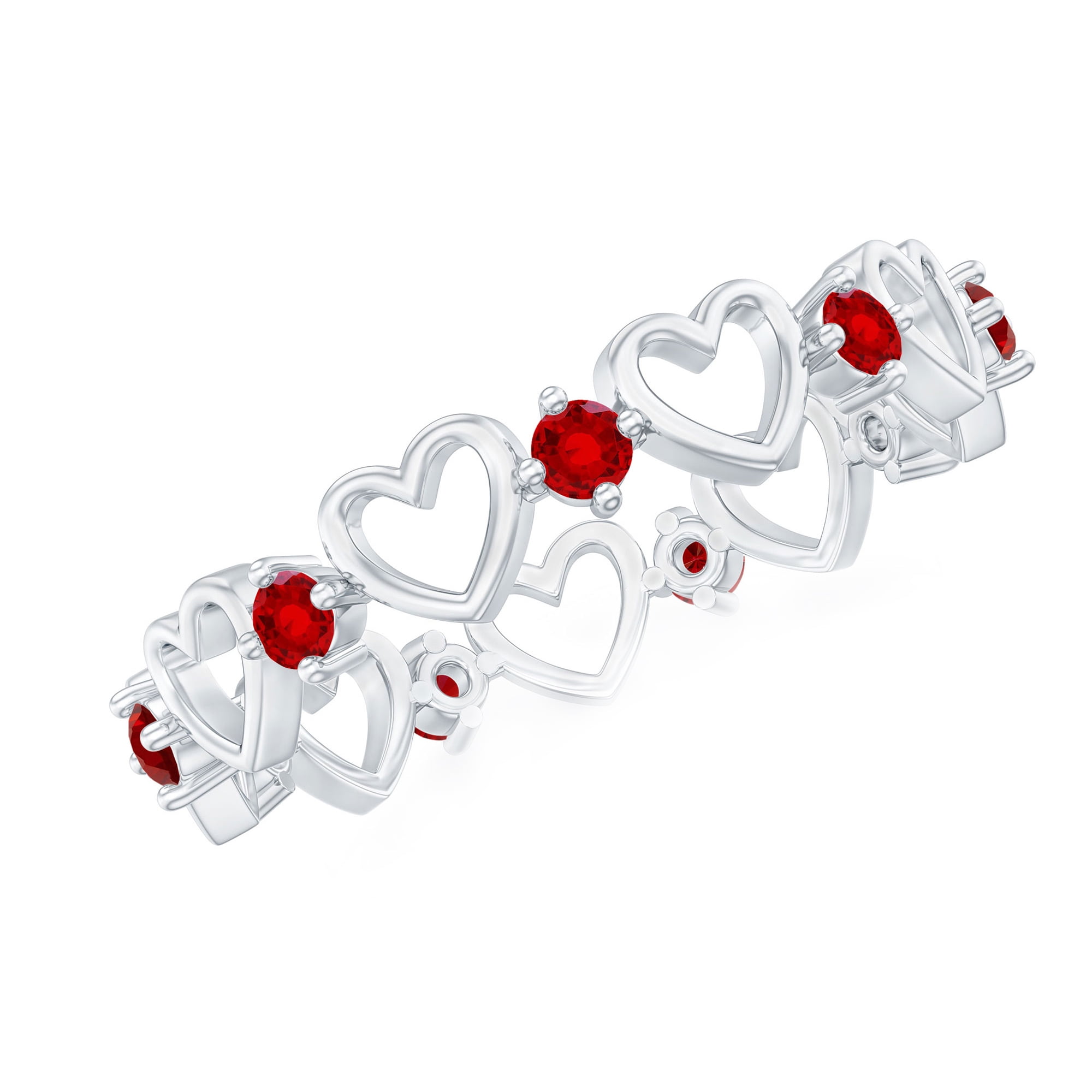 Rosec Jewels Open Heart Full Eternity Ring with Lab Created Ruby for ...