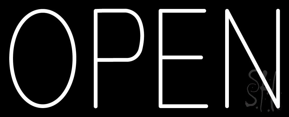 Open Horizontal No Border White LED Neon Sign 13 x 32 - inches, Clear ...