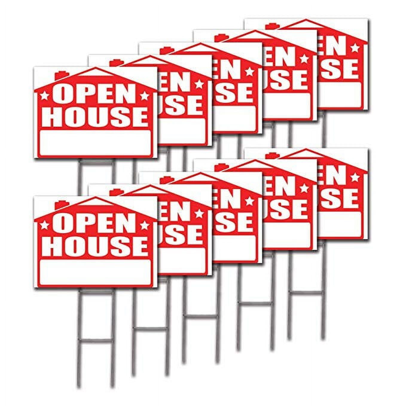 Open House 10-Pack Yard Sign - 18X24" with Stakes and 10 Directional ...