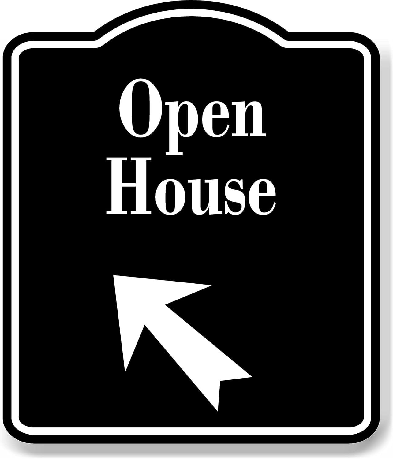 Open House 45 Degree Up Left Arrow BLACK Aluminum Composite Sign, 8.5 ...