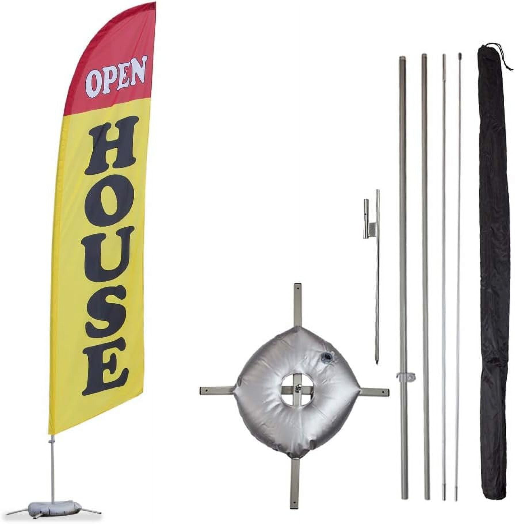 Open House Flag Kits - 13.5ft Swooper Flag with Pole Set, Ground Spike ...