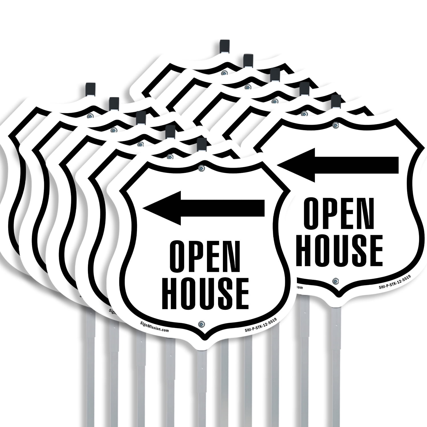 Open House Left (10 Pack) 12 inch X 12 inch Shield Shaped Commercial ...