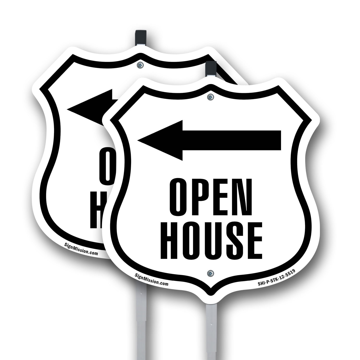 Open House Left (2 Pack) 12 inch X 12 inch Shield Shaped Commercial ...