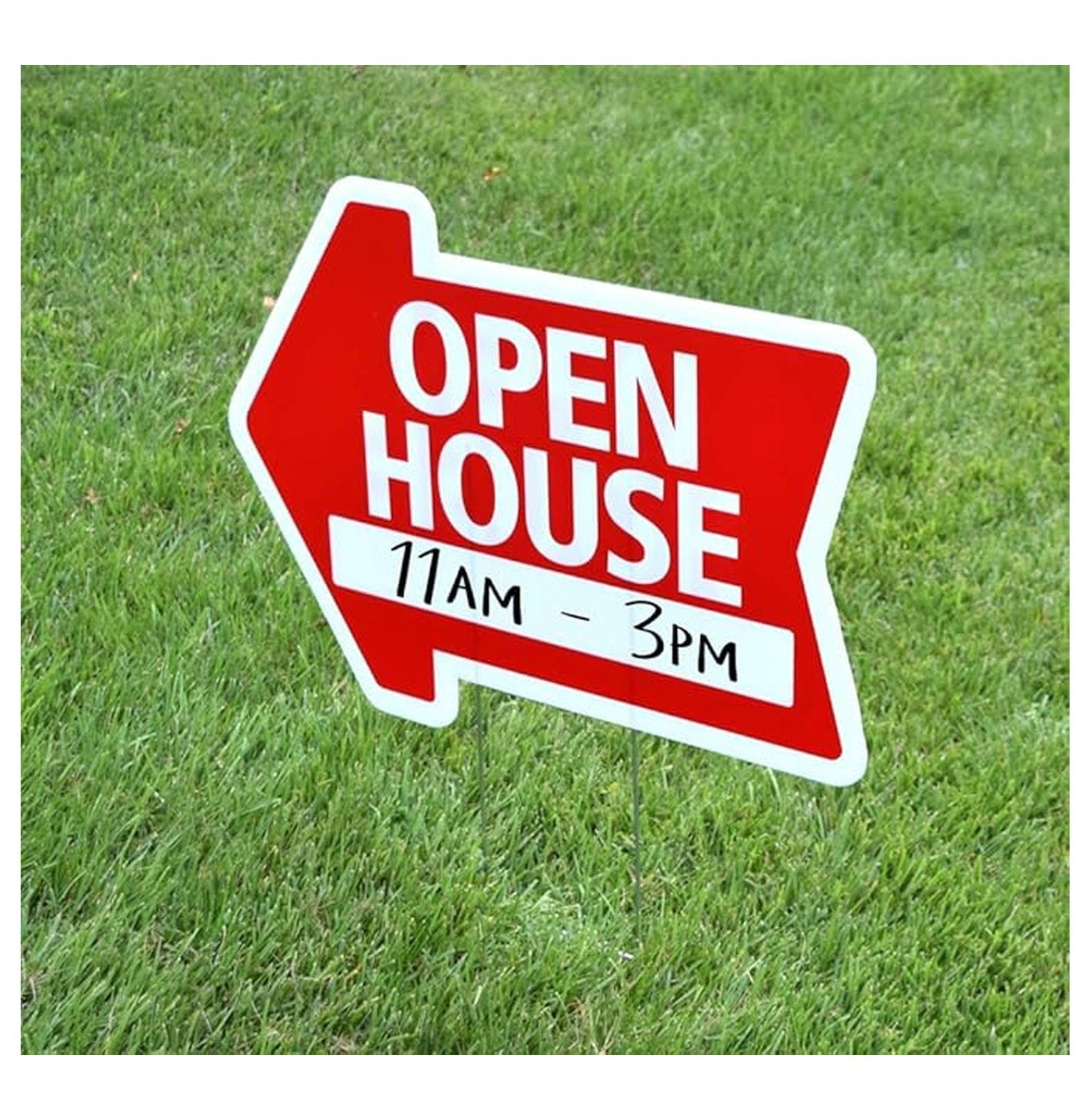 Open House Sign Kit (5 Pack) - Real Estate Arrow Signs with Stands ...