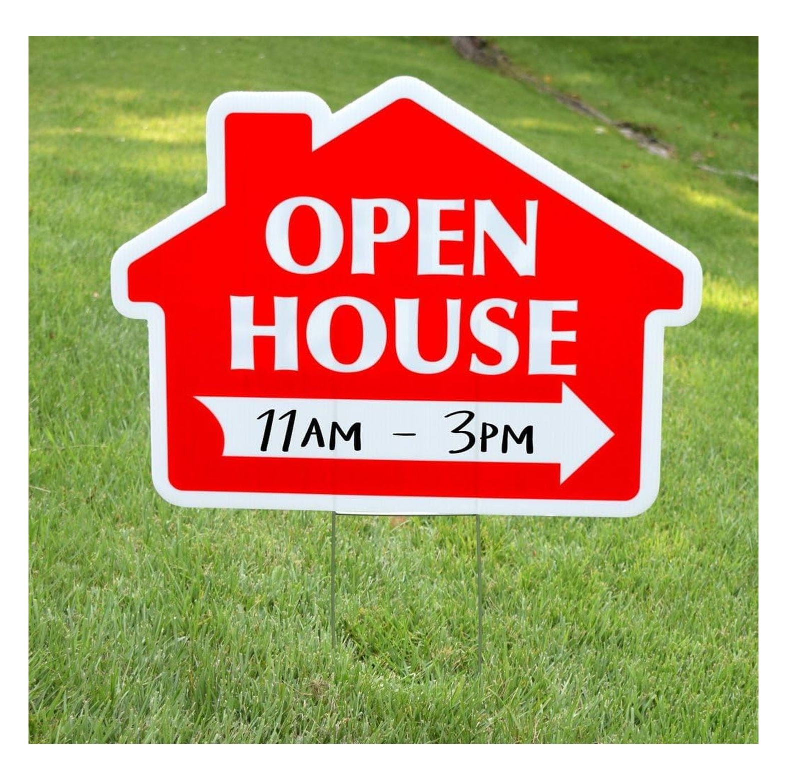 Open House Sign Kit, Die Cut House Shape with Stands, Durable ...