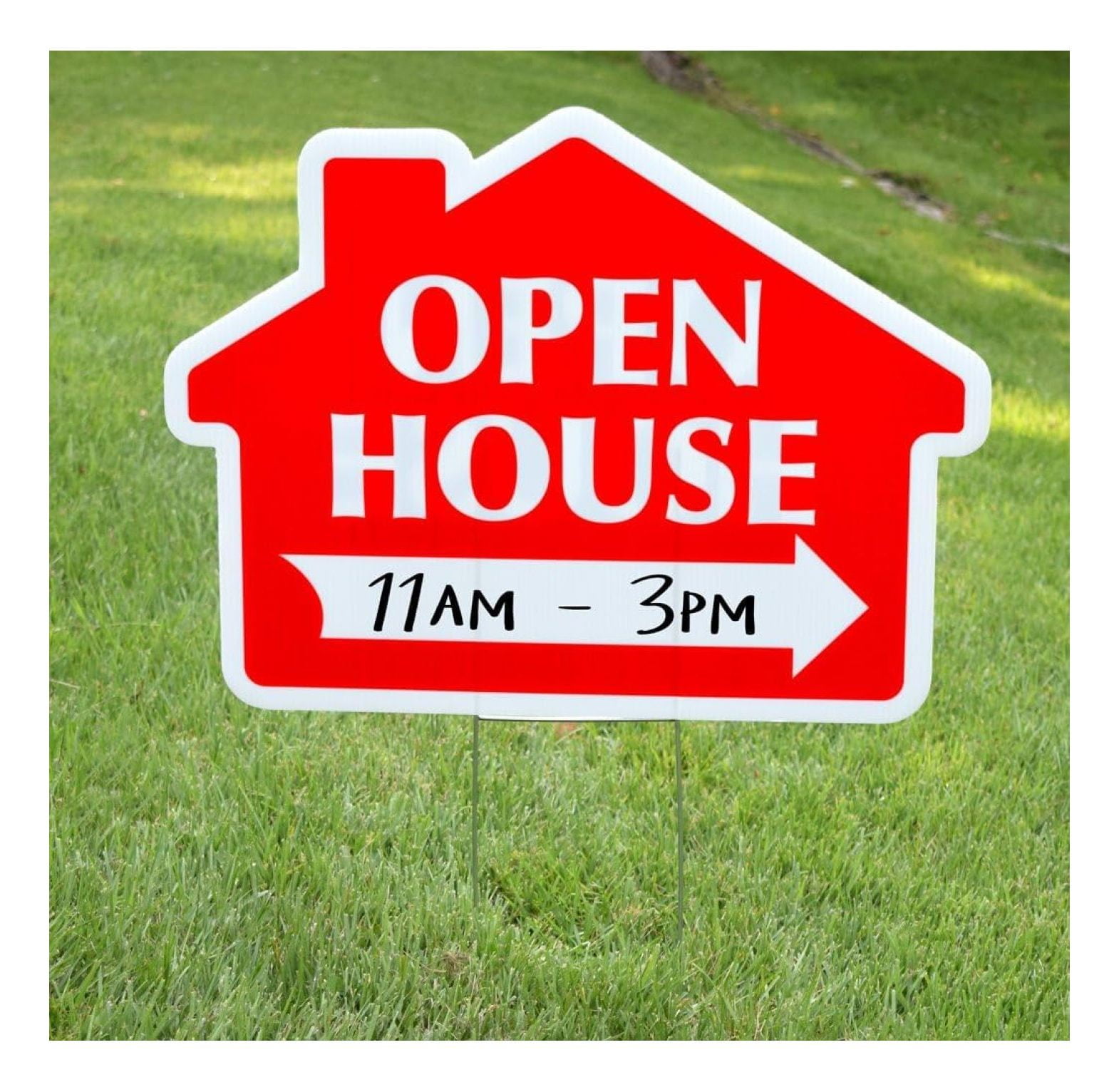 Open House Sign Kit, Die Cut House Shape with Stands, Durable ...