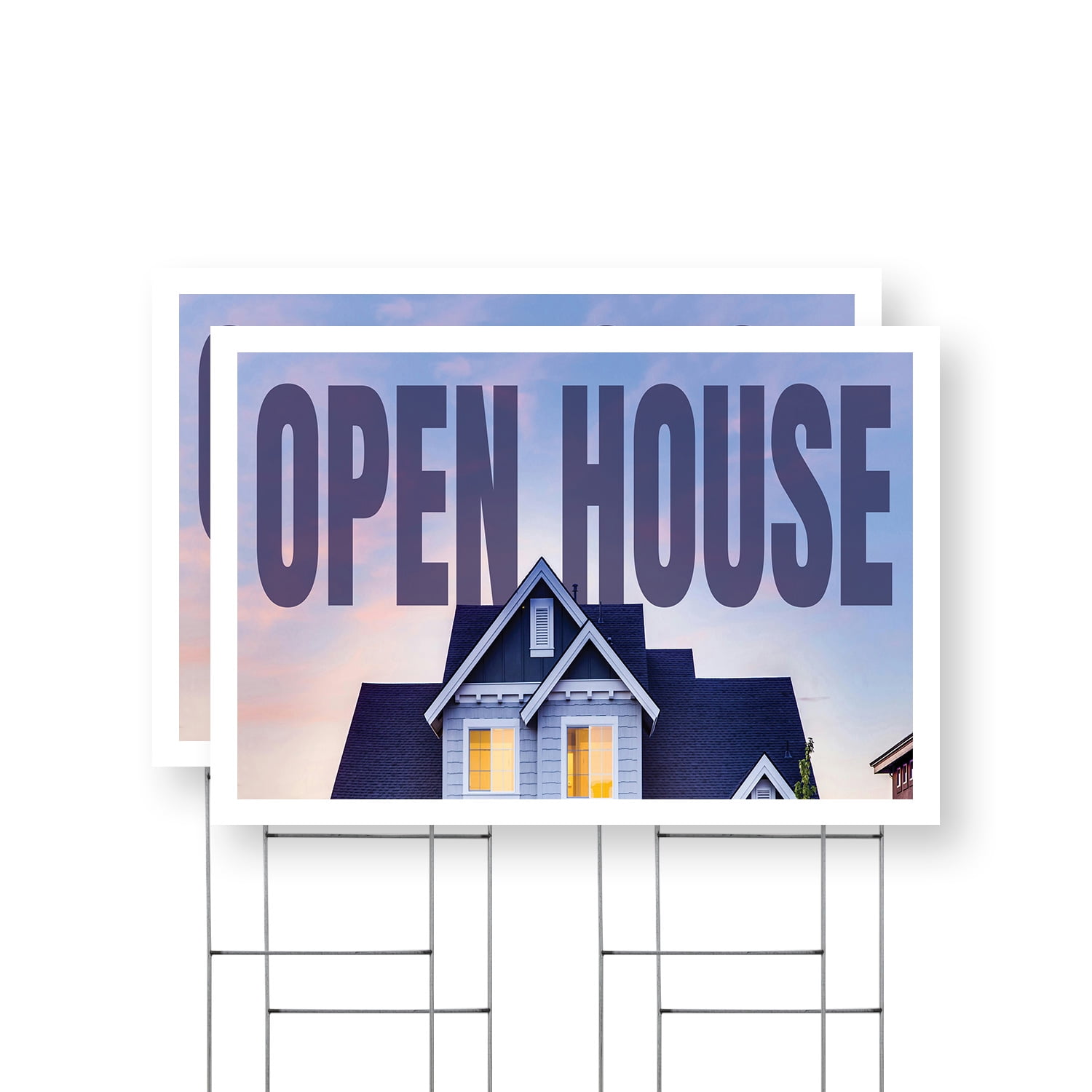 Open House Yard Sign 2 Pack of 24 Inch x 36 Inch Double Sided ...