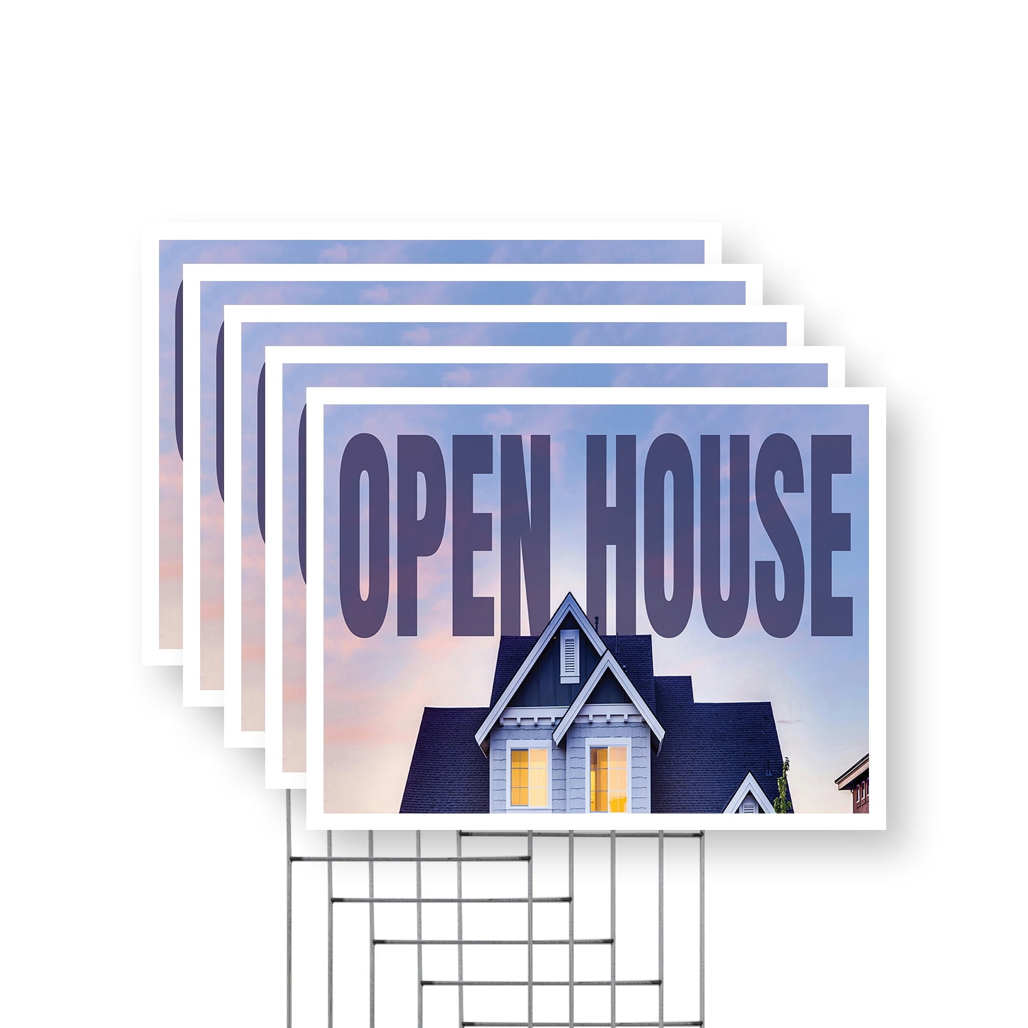 Open House Yard Sign 5 Pack of 12 Inch x 16 Inch Single Sided ...