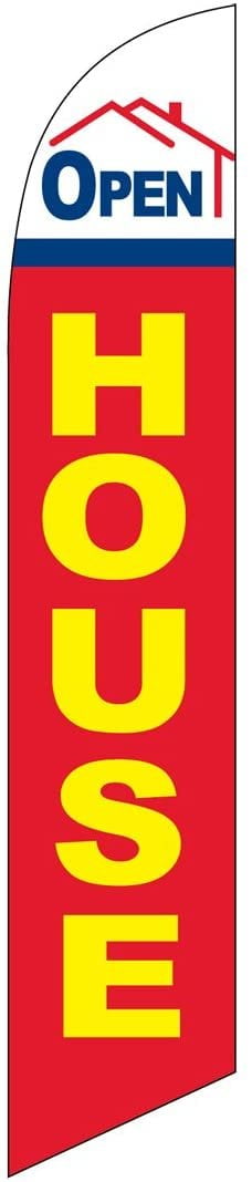 Open House white/red Feather Banner Swooper Flag - NO WIND REQUIRED ...