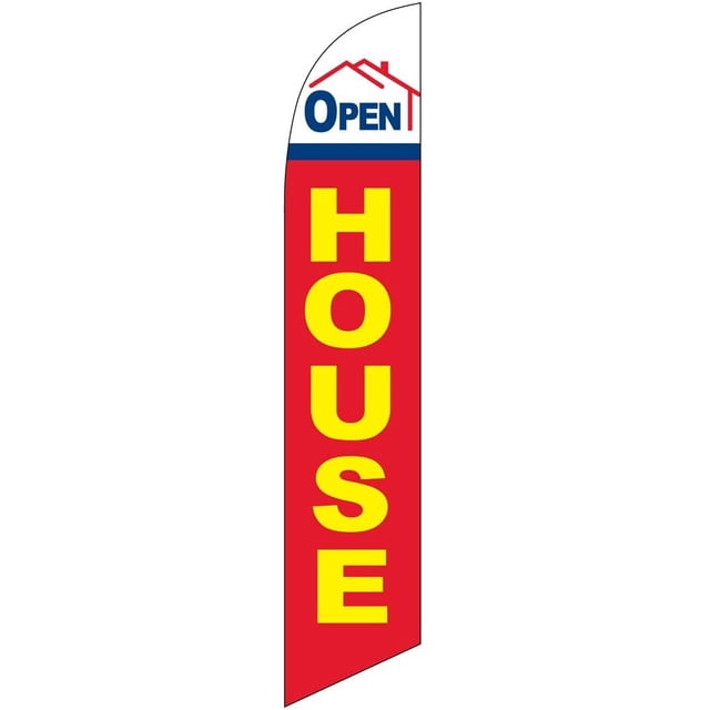 Open House white/red Feather Banner Swooper Flag - NO WIND REQUIRED ...