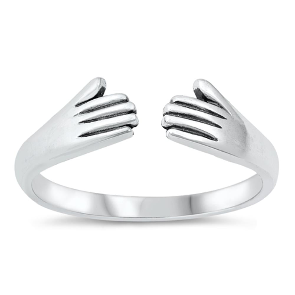 Open Hug Love Hands Compassion Ring .925 Sterling Silver Band Jewelry ...
