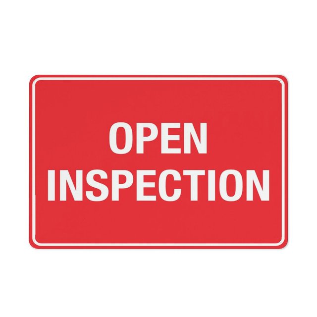 Open Inspection Sign 12X8 Inches Metal Aluminum Signs, Weather ...
