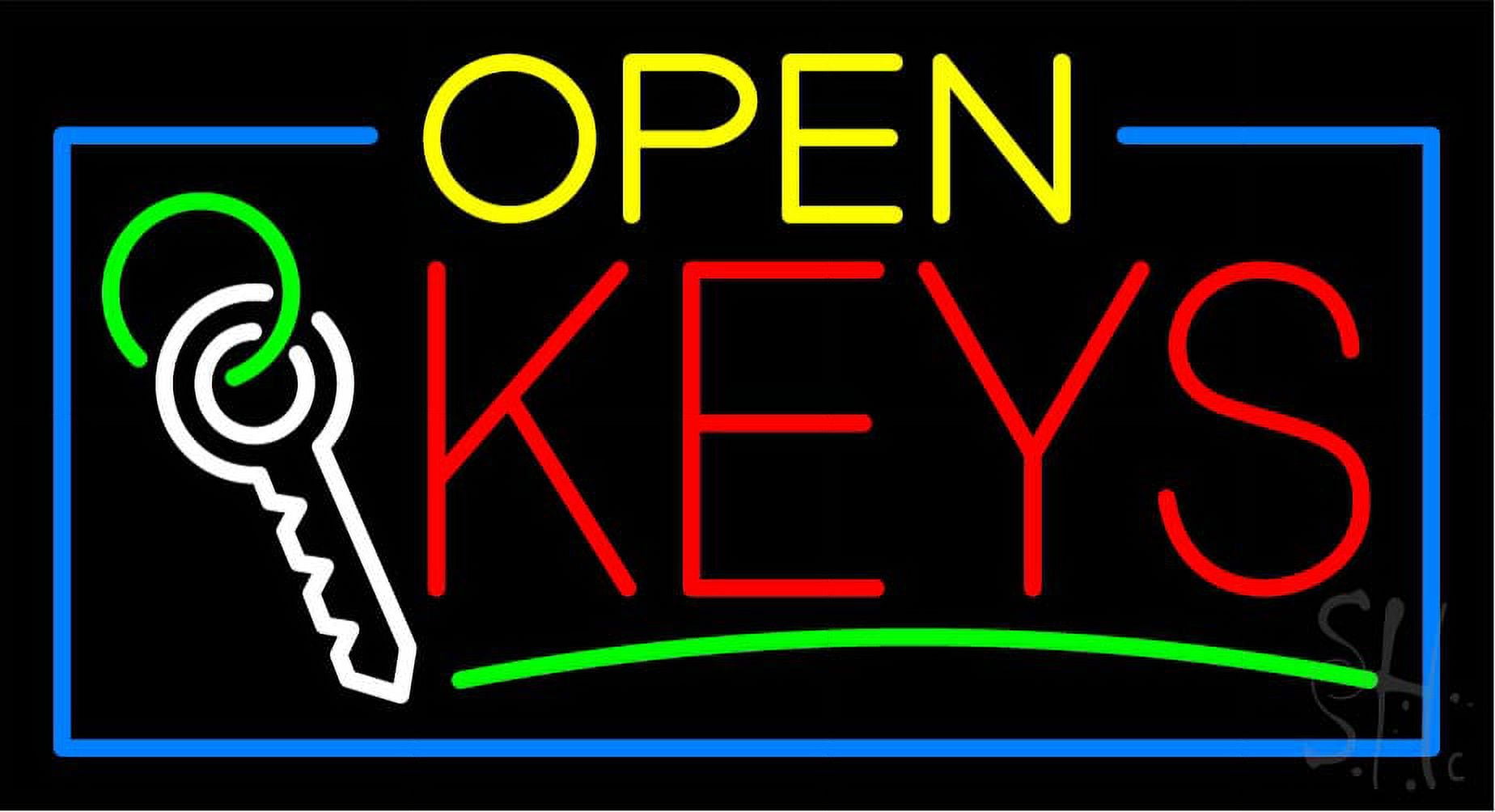 Open Keys LED Neon Sign 13" Tall x 24" Wide - inches Black Square Cut ...