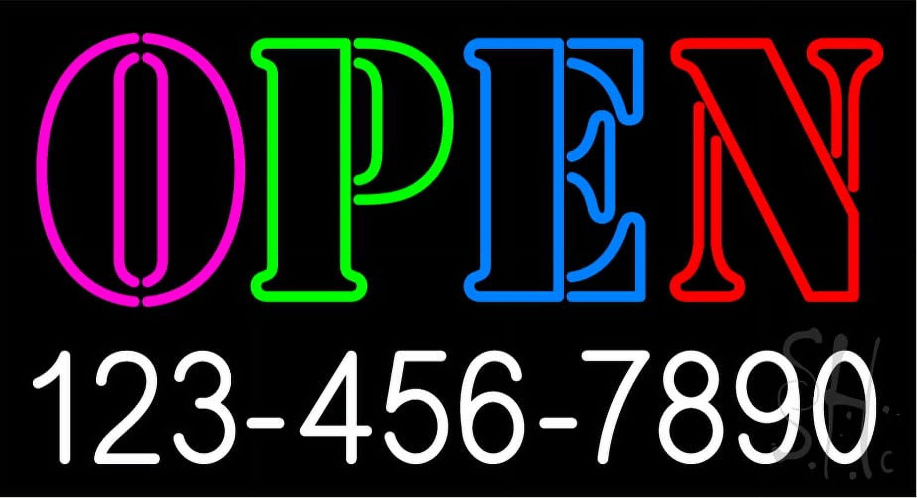 Open LED Neon Sign 13 x 24 - inches, Clear Edge Cut Acrylic Backing ...