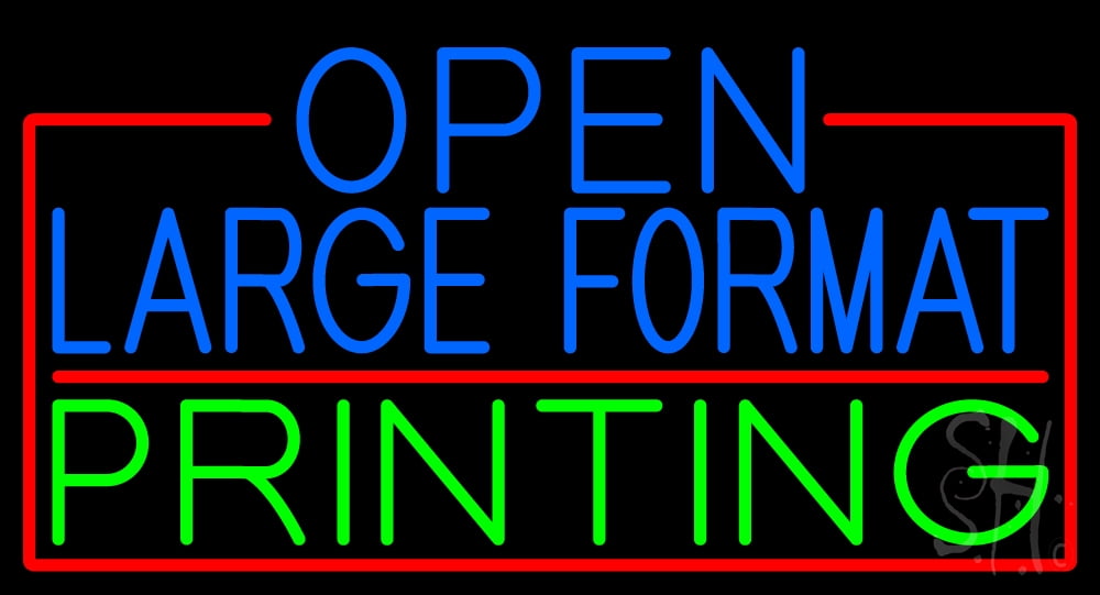 Open Large Format Printing With Red Border LED Neon Sign 20 x 37 ...