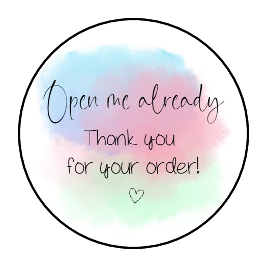 Open Me Already Pastel, Thank You Round Stickers Phone Decal Water ...