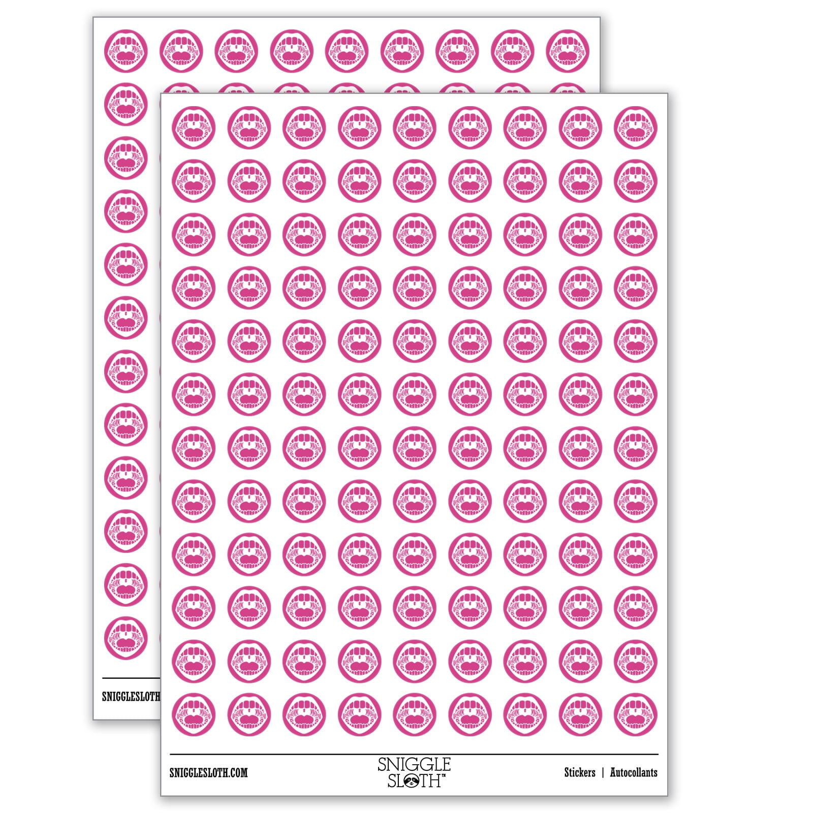 Open Mouth Teeth Lips Tongue Uvula 200+ Round Stickers - Gloss Finish ...
