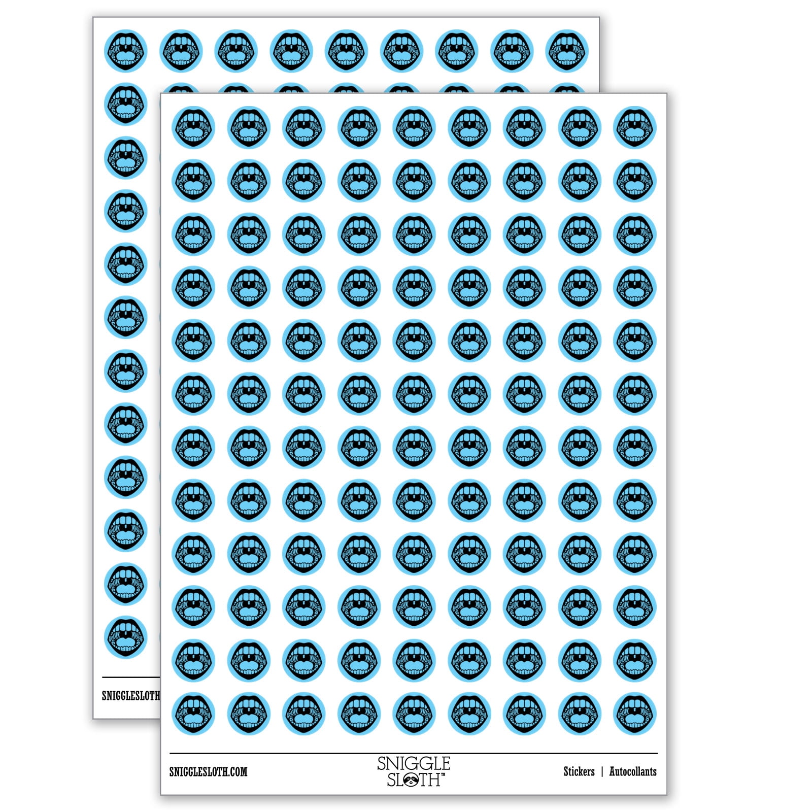Open Mouth Teeth Lips Tongue Uvula 200+ Round Stickers - Gloss Finish ...