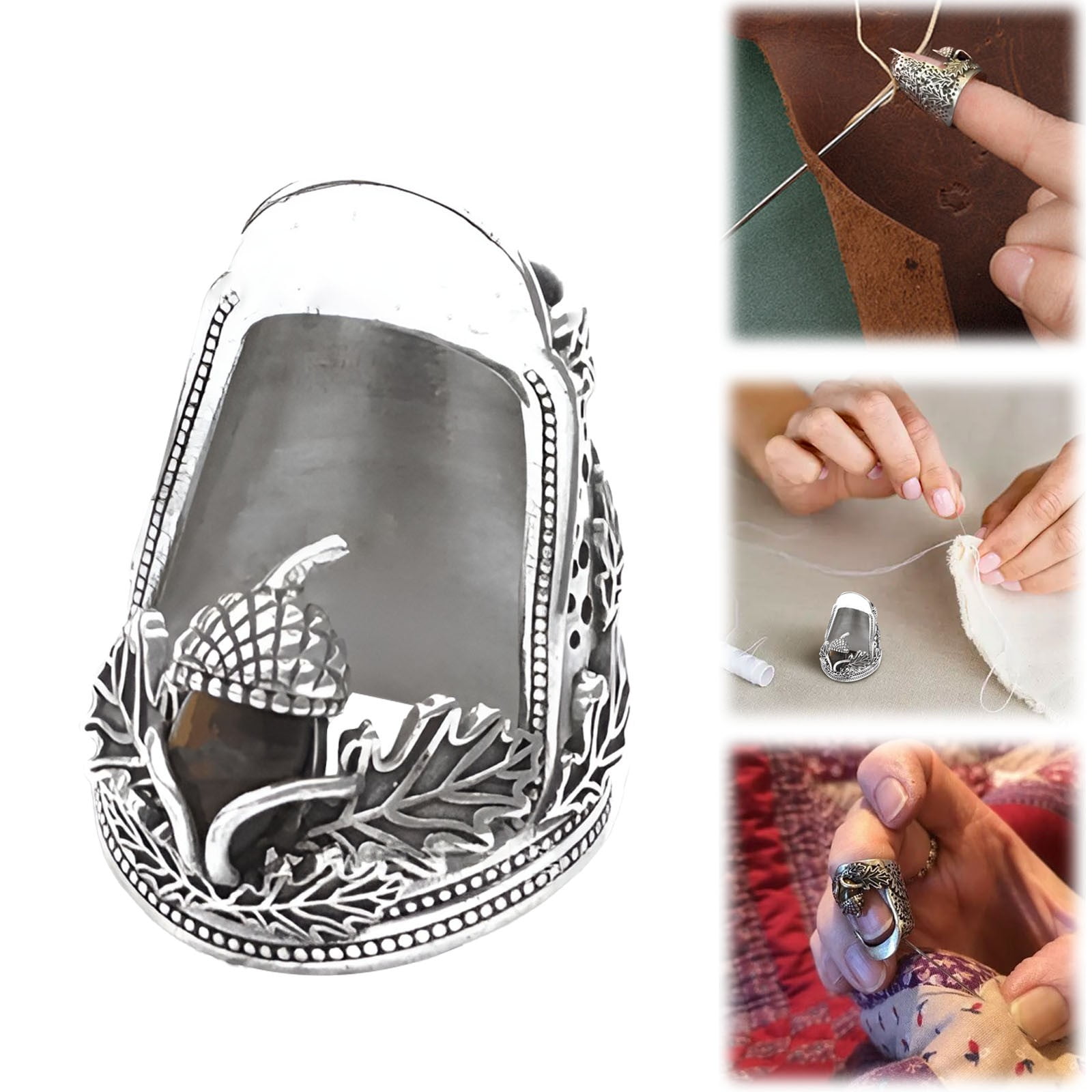 Open Nail Acorn Thimble,Adjustable Finger Metal Shield Protector Pin ...
