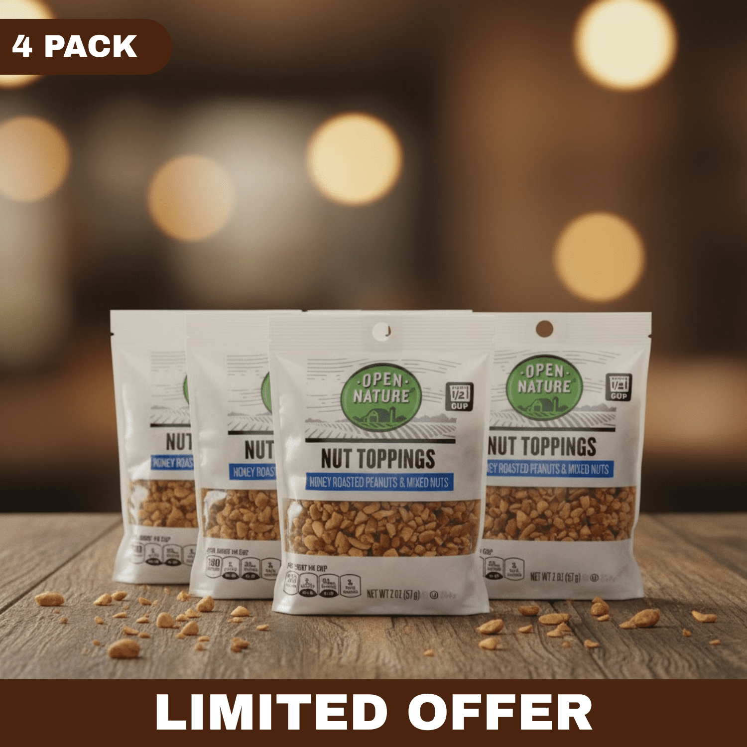 Open Nature Honey Roasted Nut Toppings – Peanuts & Mixed Nuts, Pack of ...