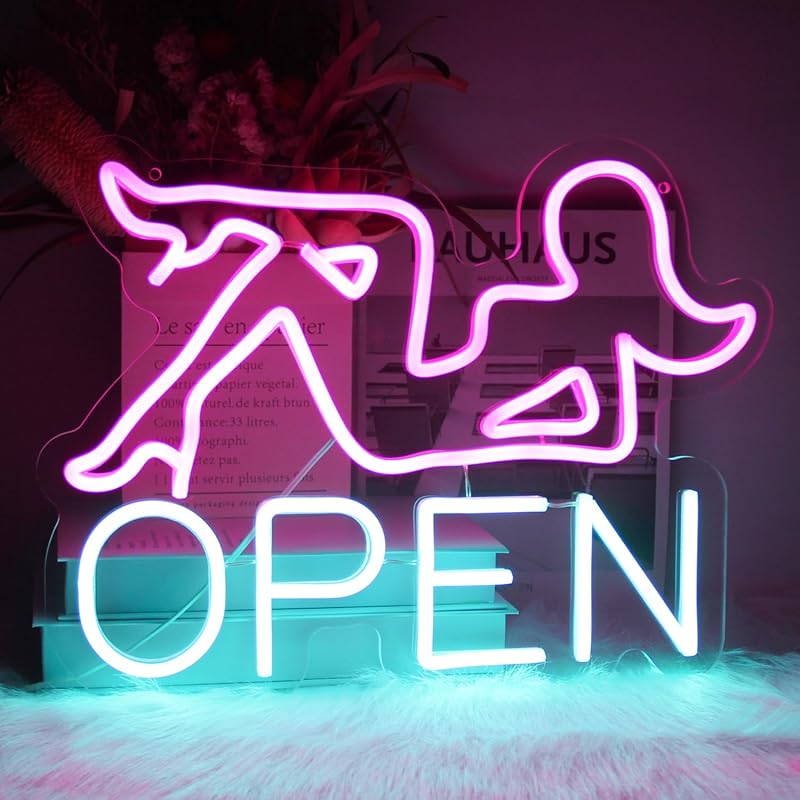 Open Neon Sign Bar LED Sign Pink Lady Neon Signs for Wall Decor Open ...