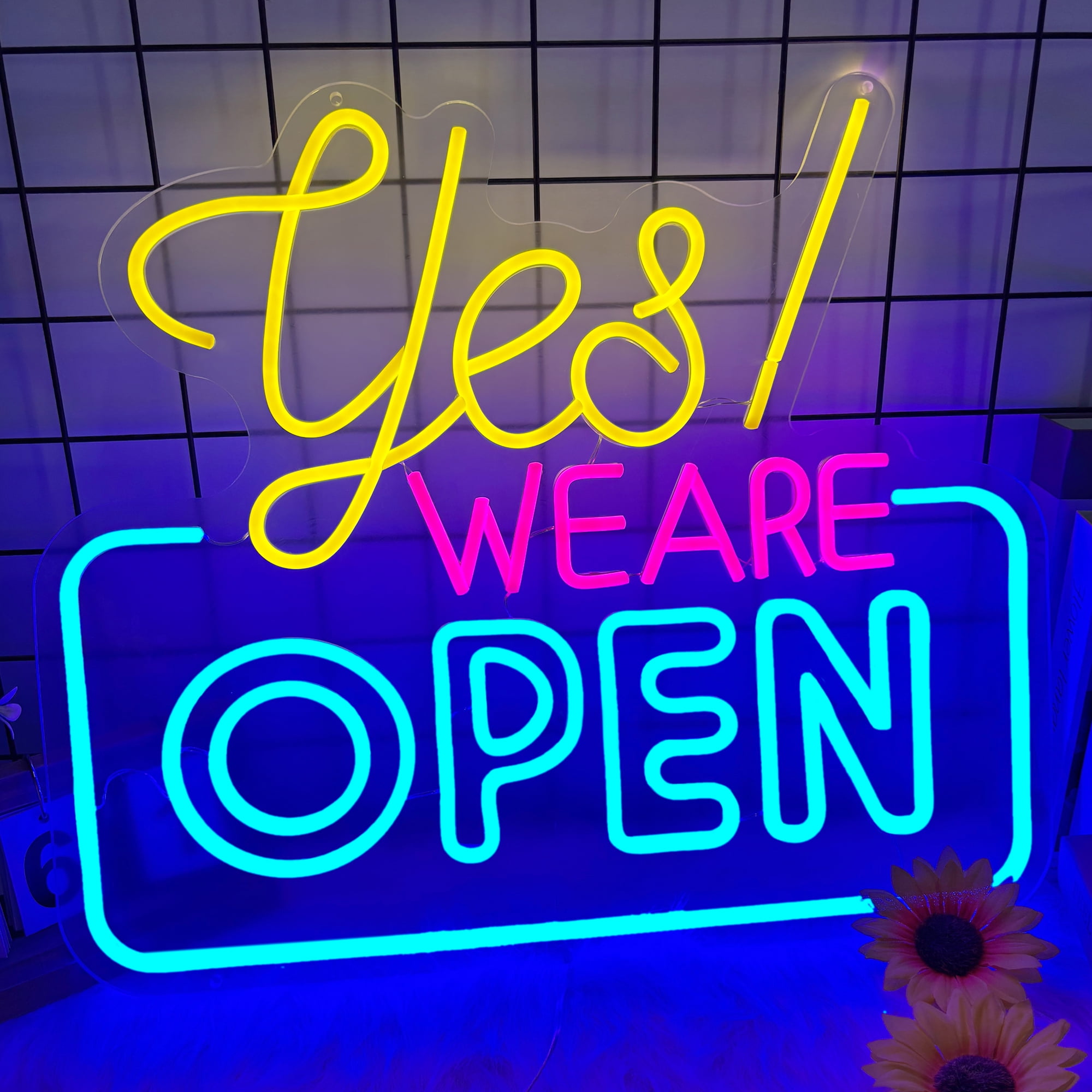 Open Neon Sign for Wall Decor, Yes We Are Open Led Signs, Dimmable USB ...