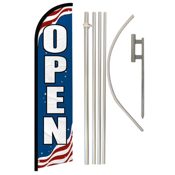 Open (Patriotic) Windless Banner Flag & Pole Kit - Walmart.com