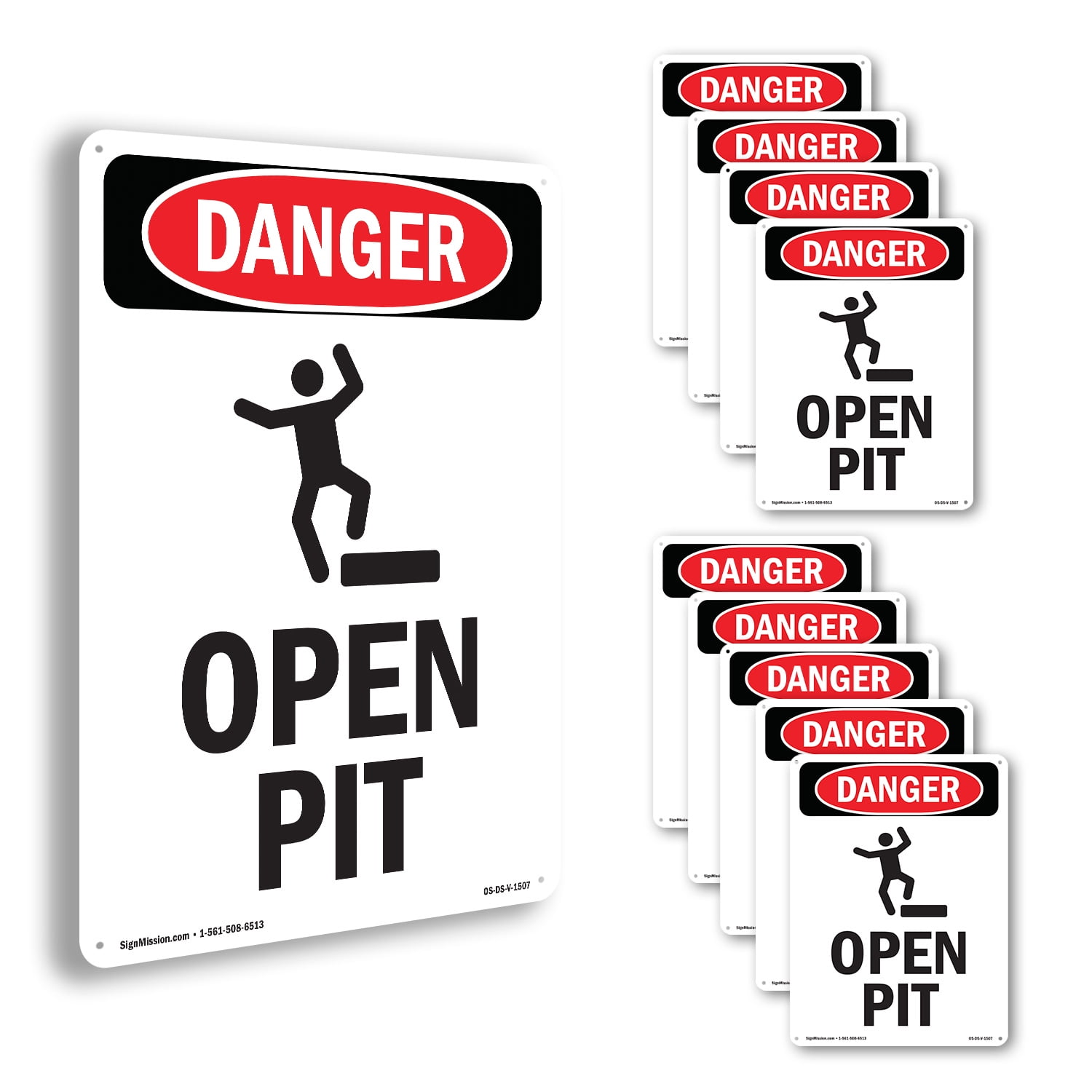 Open Pit OSHA Danger Aluminum Sign 18 Inch x 12 Inch - 10 Pack ...