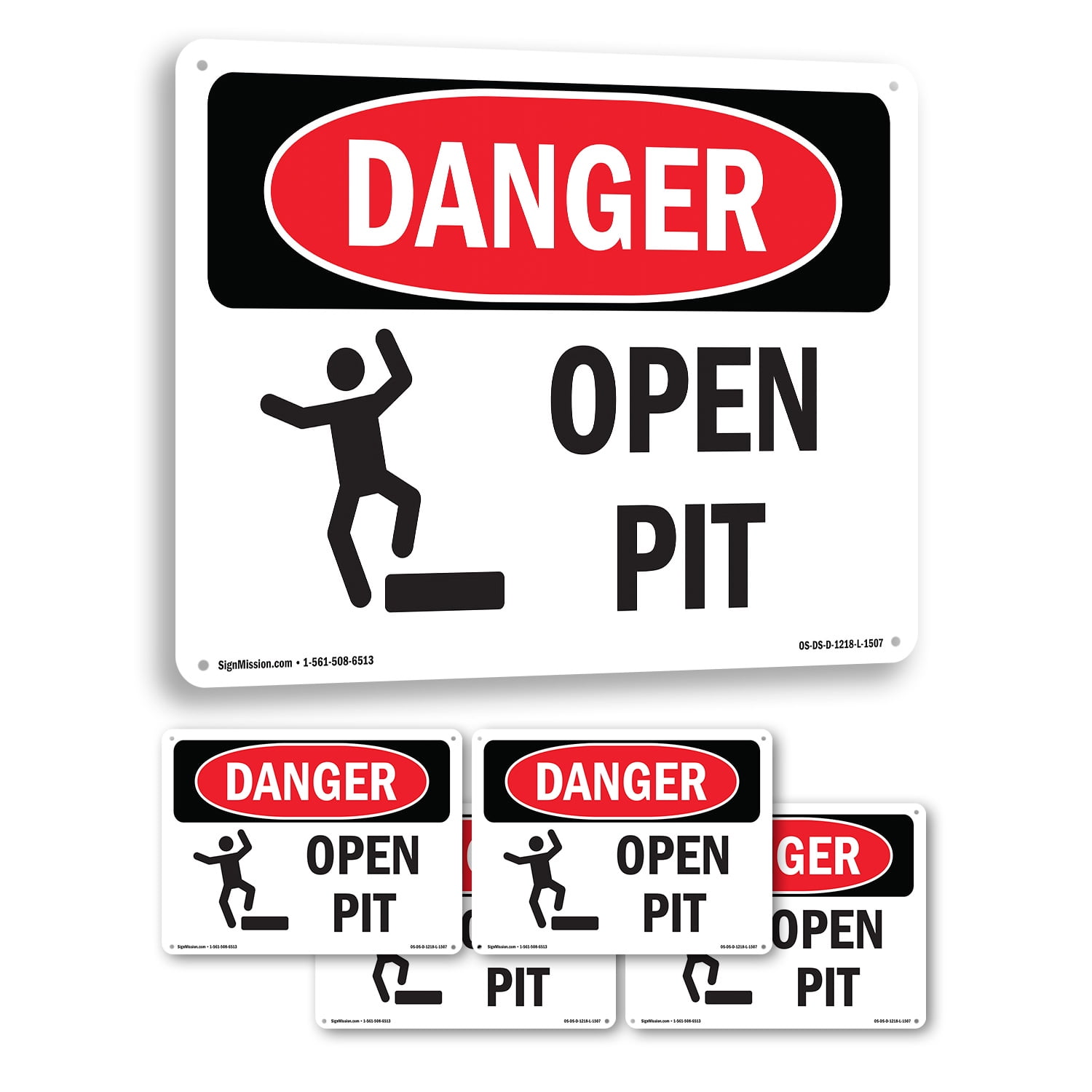 Open Pit OSHA Danger Rigid Plastic Sign 24 Inch x 18 Inch - 5 Pack ...