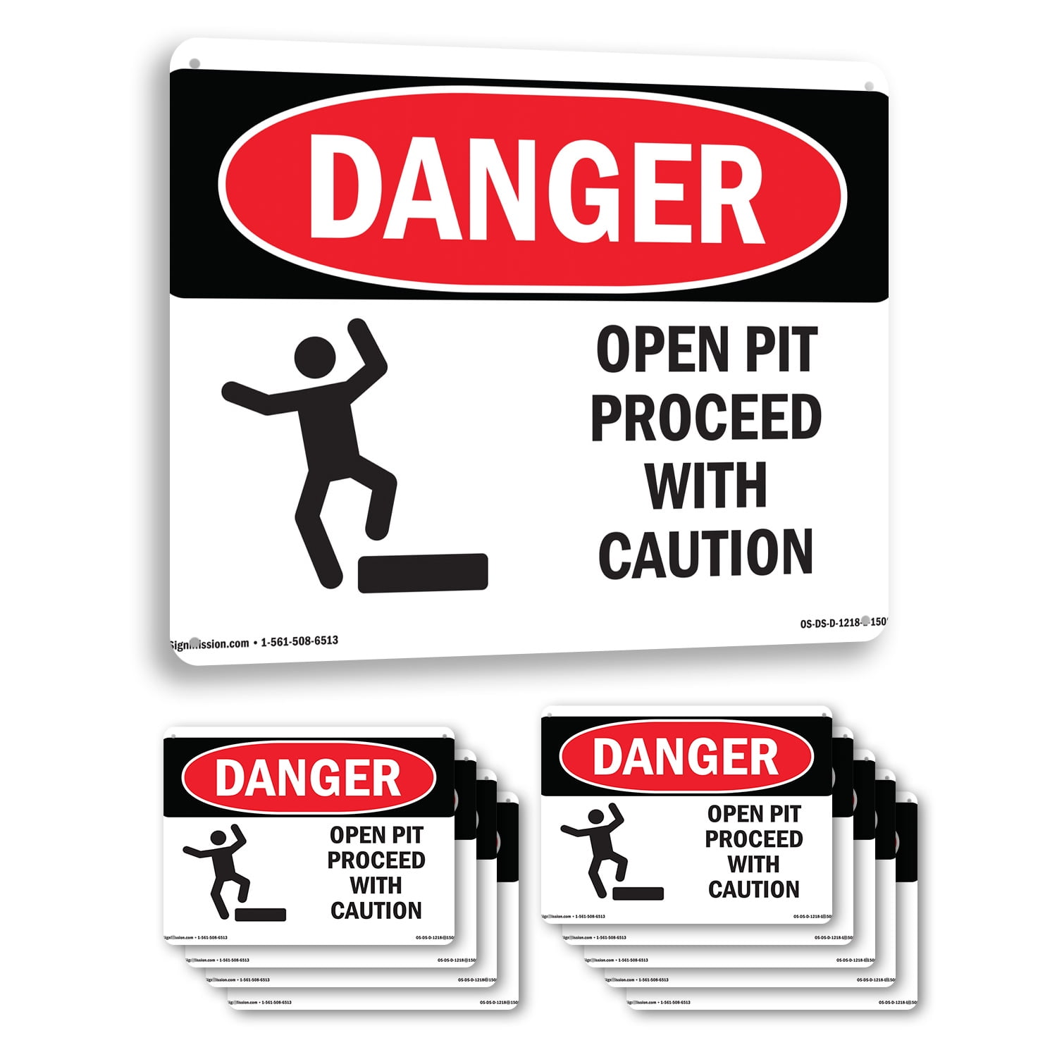 Open Pit Proceed With Caution OSHA Danger Rigid Plastic Sign 24 Inch x ...