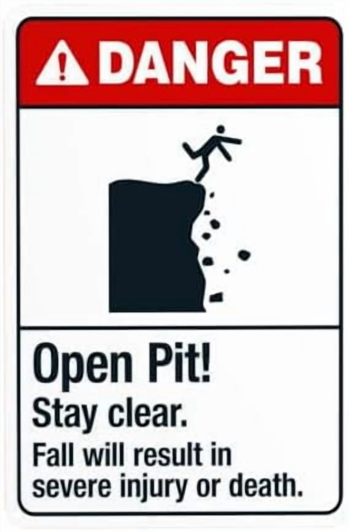 Open Pit Stay Clear Warning Sign, Construction Security Metal Signs for ...