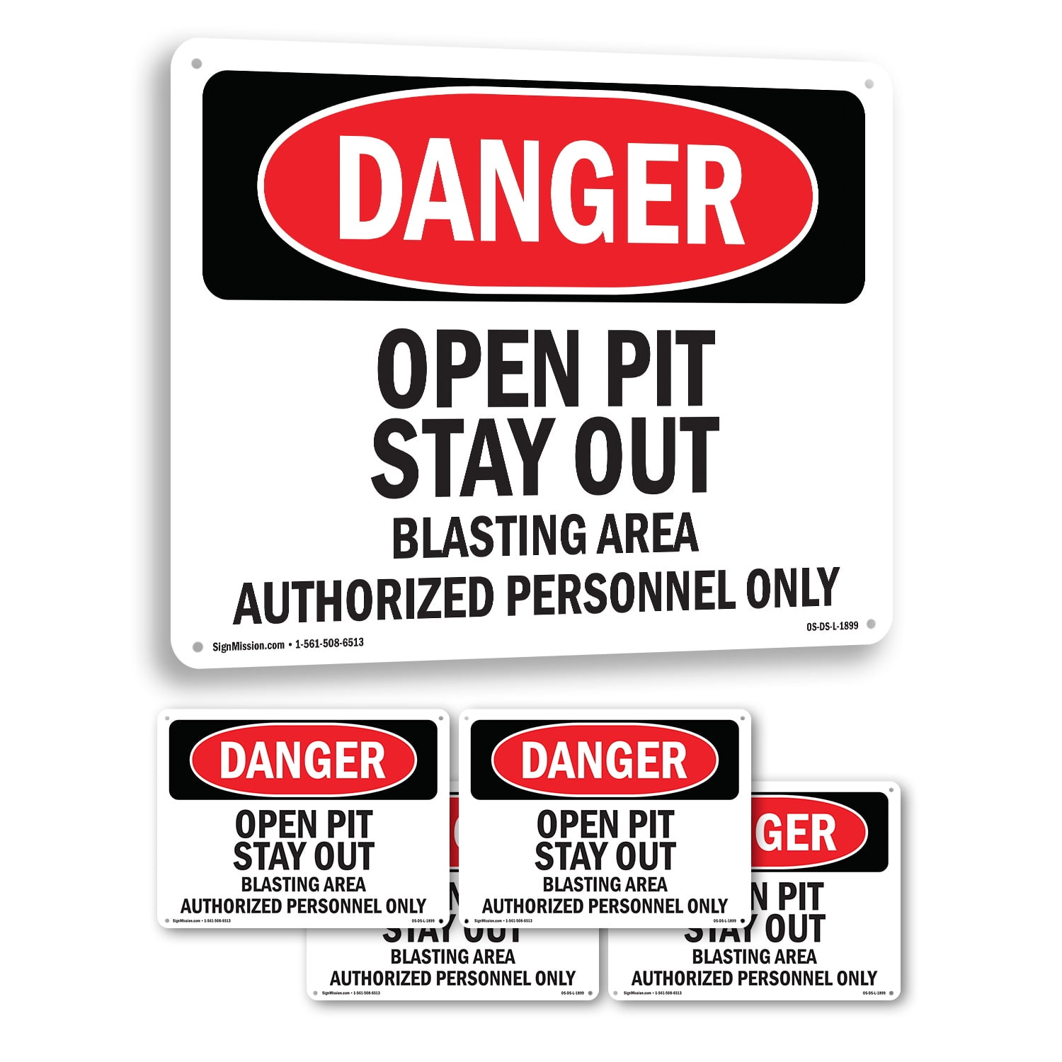 Open Pit Stay Out Blasting Area OSHA Danger Aluminum Sign 18 Inch x 12 ...