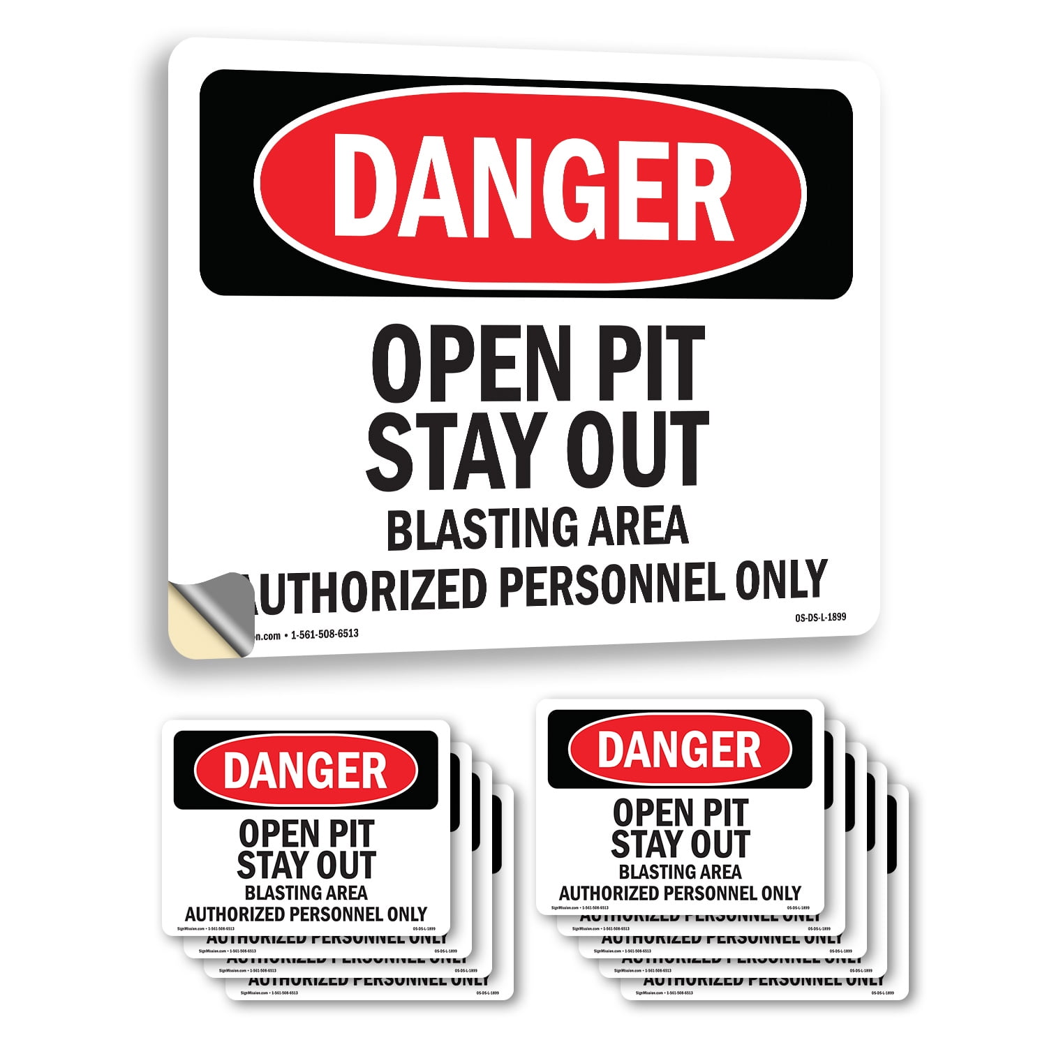 Open Pit Stay Out Blasting Area OSHA Danger Vinyl Decal Label 14 Inch x ...