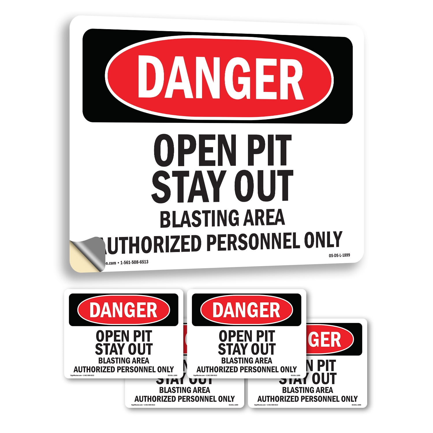 Open Pit Stay Out Blasting Area OSHA Danger Vinyl Decal Label 7 Inch x ...
