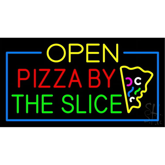Open Pizza By the Slice LED Neon Sign 13 x 24 - inches, Clear Edge Cut ...