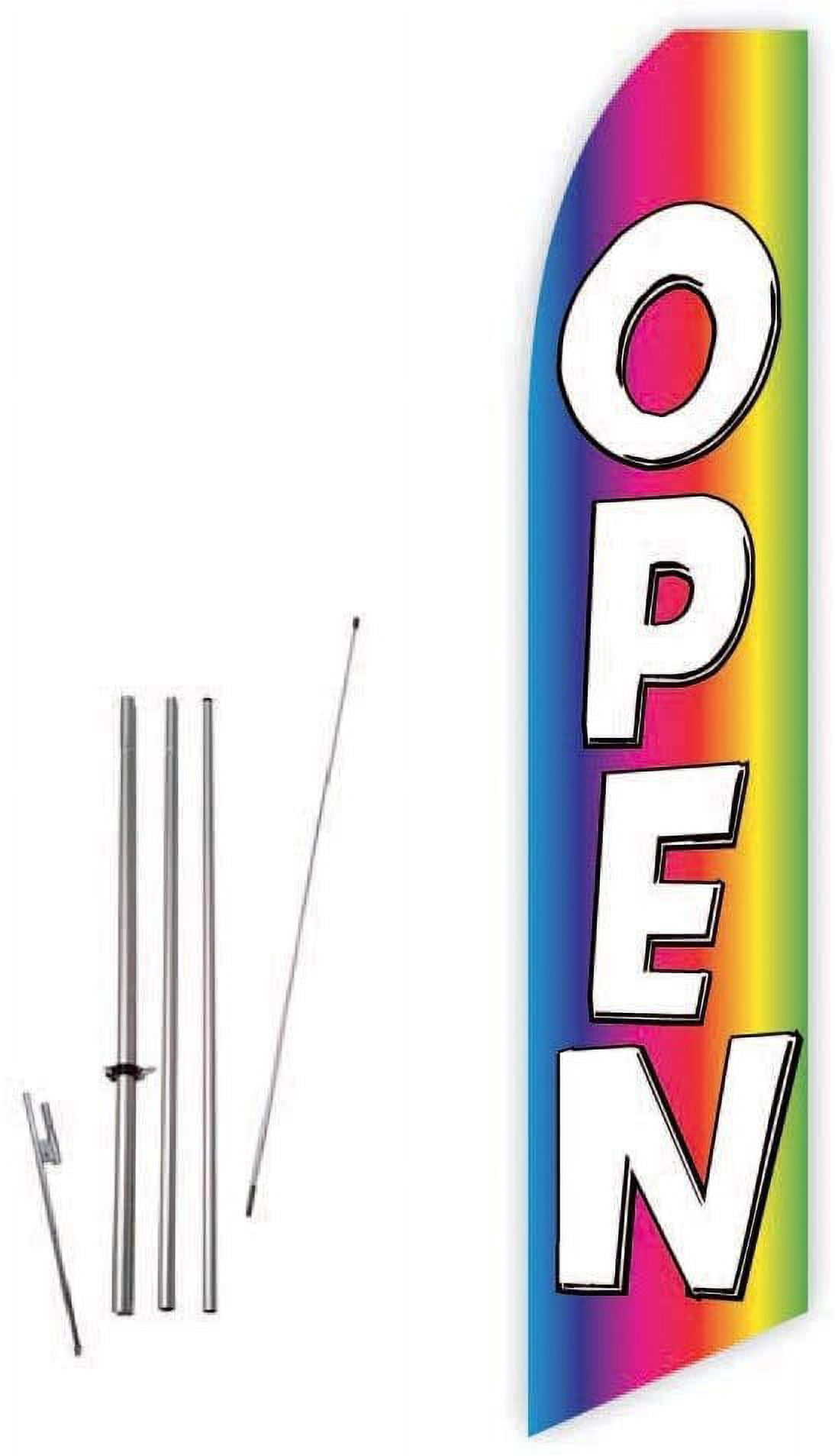 Open Rainbow Super Novo Feather Flag - Complete with 15ft Pole Set and ...